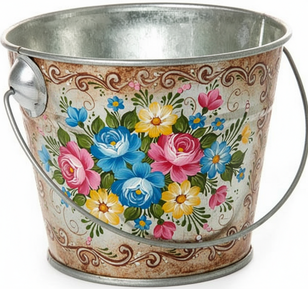 Tin Bucket Silver with Handle - Moolicious