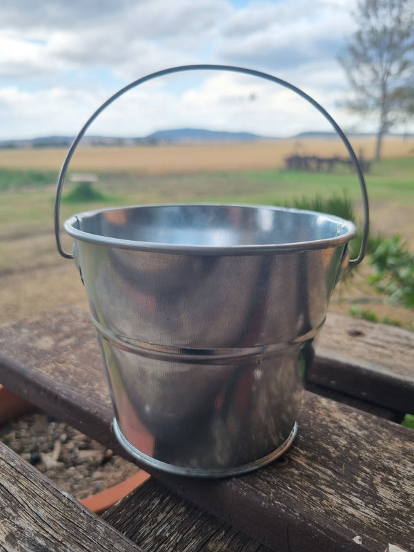 Tin Bucket Silver with Handle - Moolicious